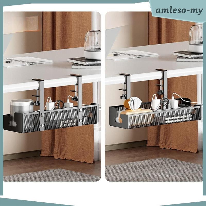 [AmlesoMY] Cable Organizer Under Desk Cable Tray Clamp on Desk Metal ...