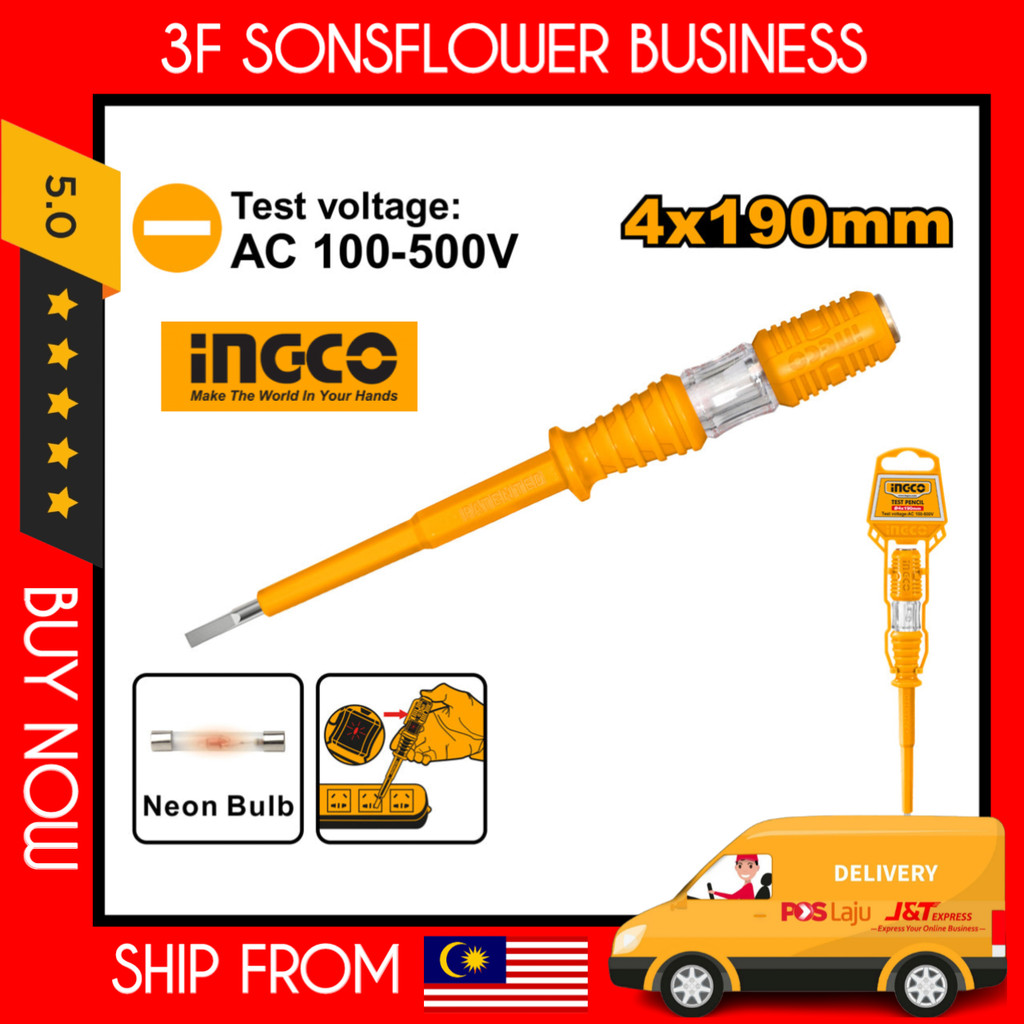 Ingco Test Pencil AC Voltage Tester Test Light HSDT1908/ Test Pen ...