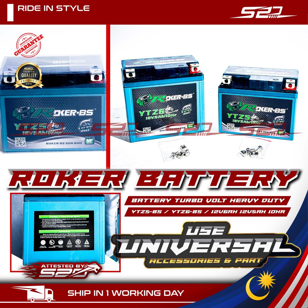 Battery ROKER Universal Use - BS Lithium Ion Battery Heavy Duty YTZ5 ...