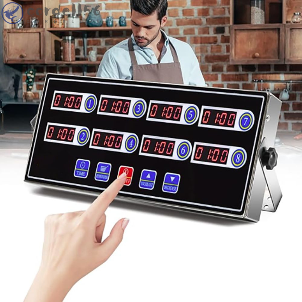 CORDELL Commercial Kitchen Timer, 4/6/8 Channels LED Digital Screen ...