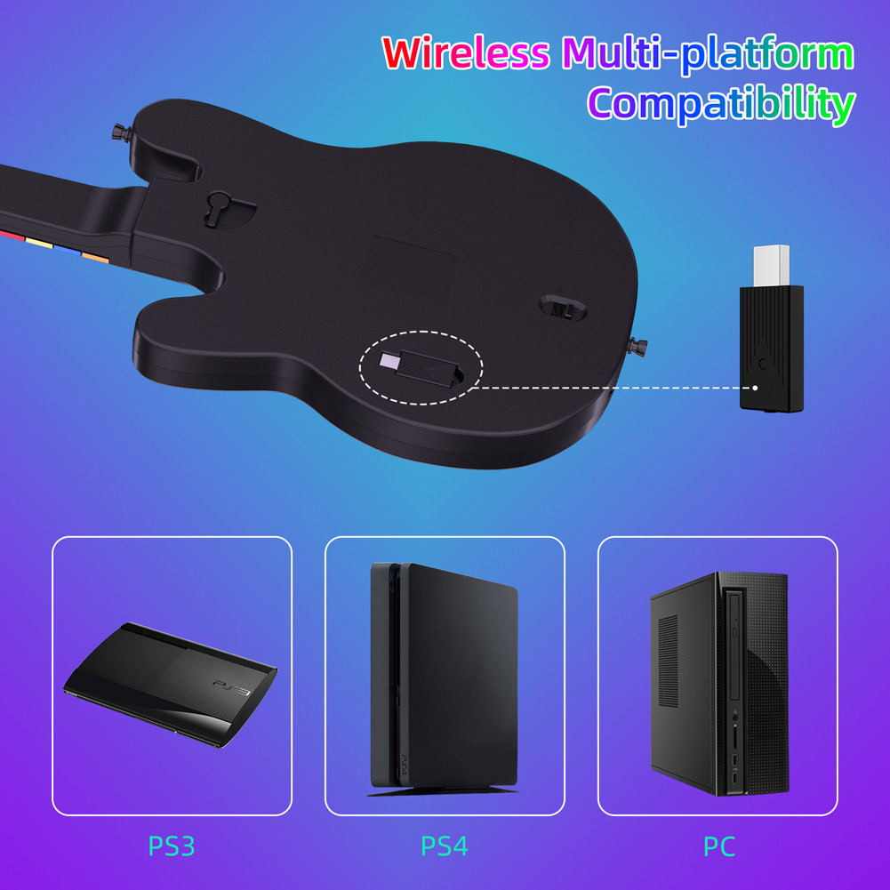 cheerfulhigh 2.4G Wireless Guitar Controller for PC PS3 PS4 Compatible ...
