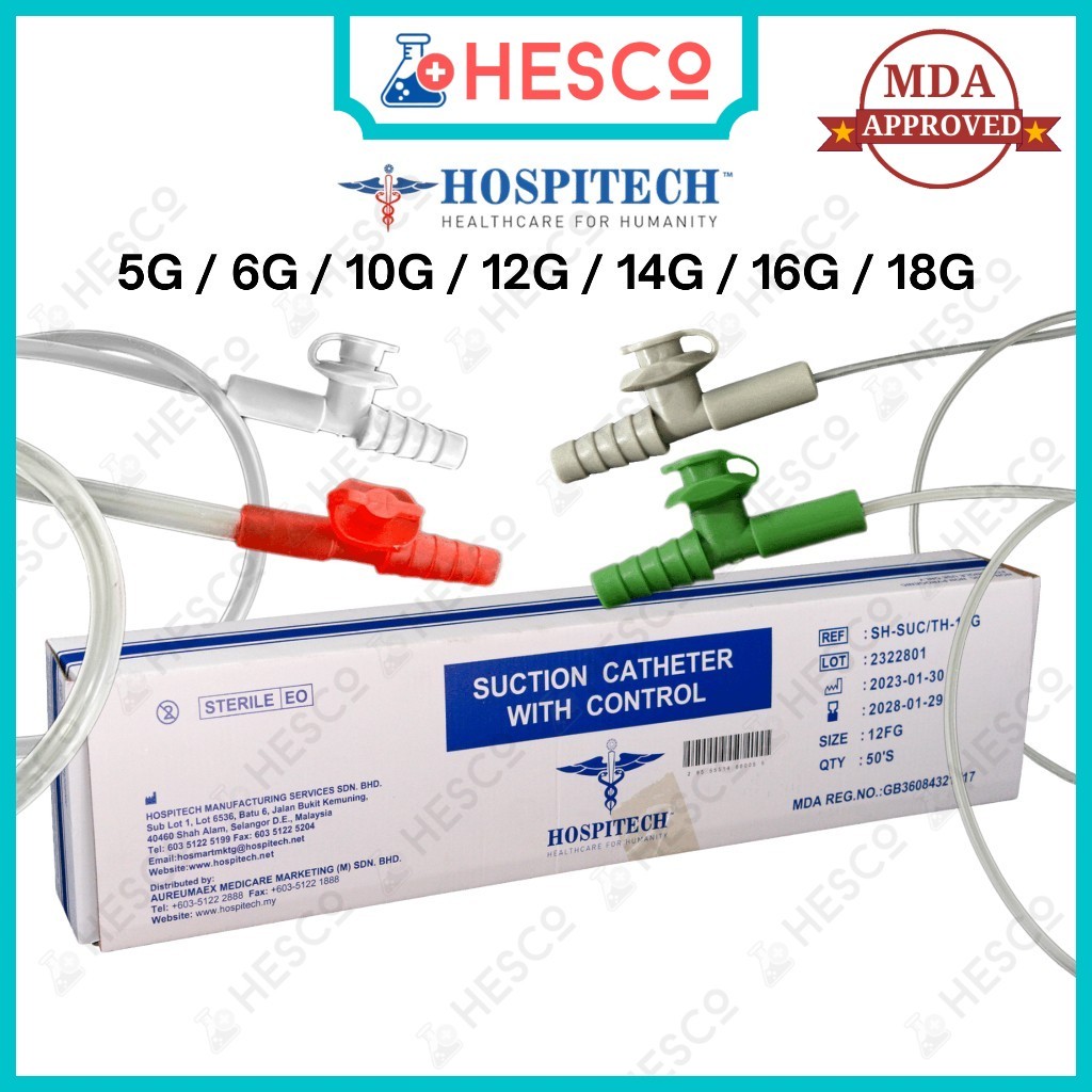 Suction Catheter with Finger Tip Control 50pcs Kateter Sedutan – 5/6/8 ...