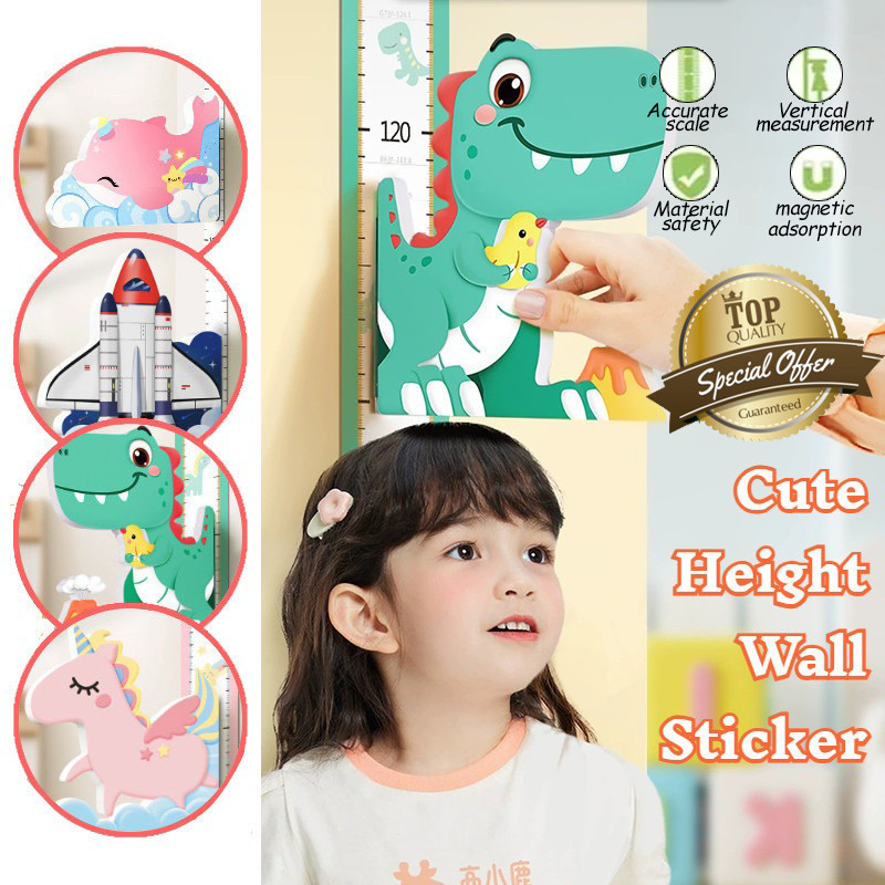 Height Measuring Ruler Wall Sticker 3D Cute Animal Removeable Magnetic ...