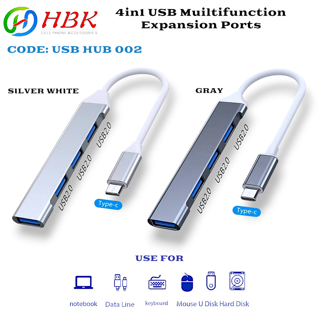 MULTI-FUNCTION SPLITTER 4 PORT TYPE C TO USB HUB SPILLTER EXPANSION ...