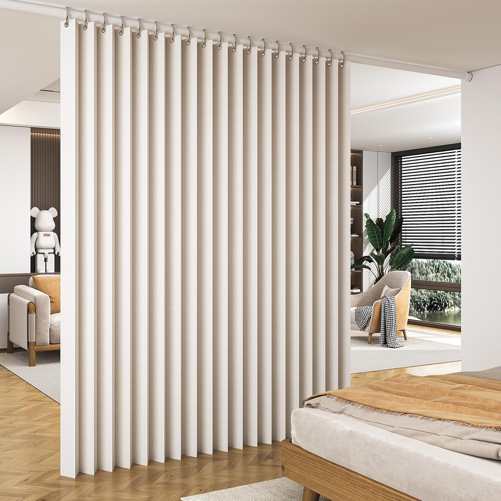 Room Partition Divider Curtains, Pleated Folding Door Curtain For ...