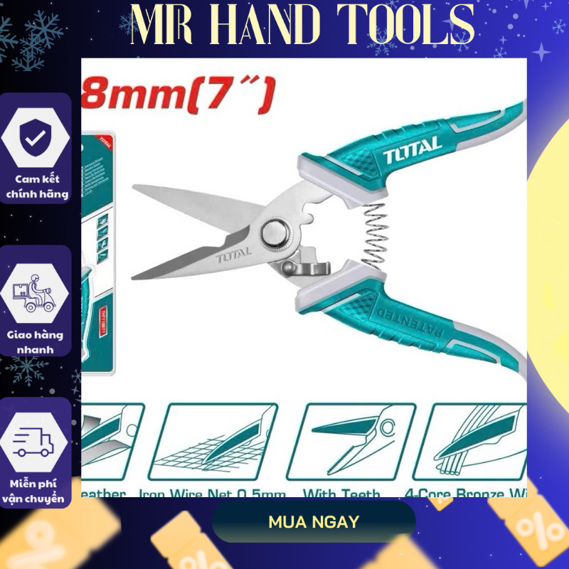 Electrician's scissors 200mm(8'') , 178mm (7") Total THT118871 ...
