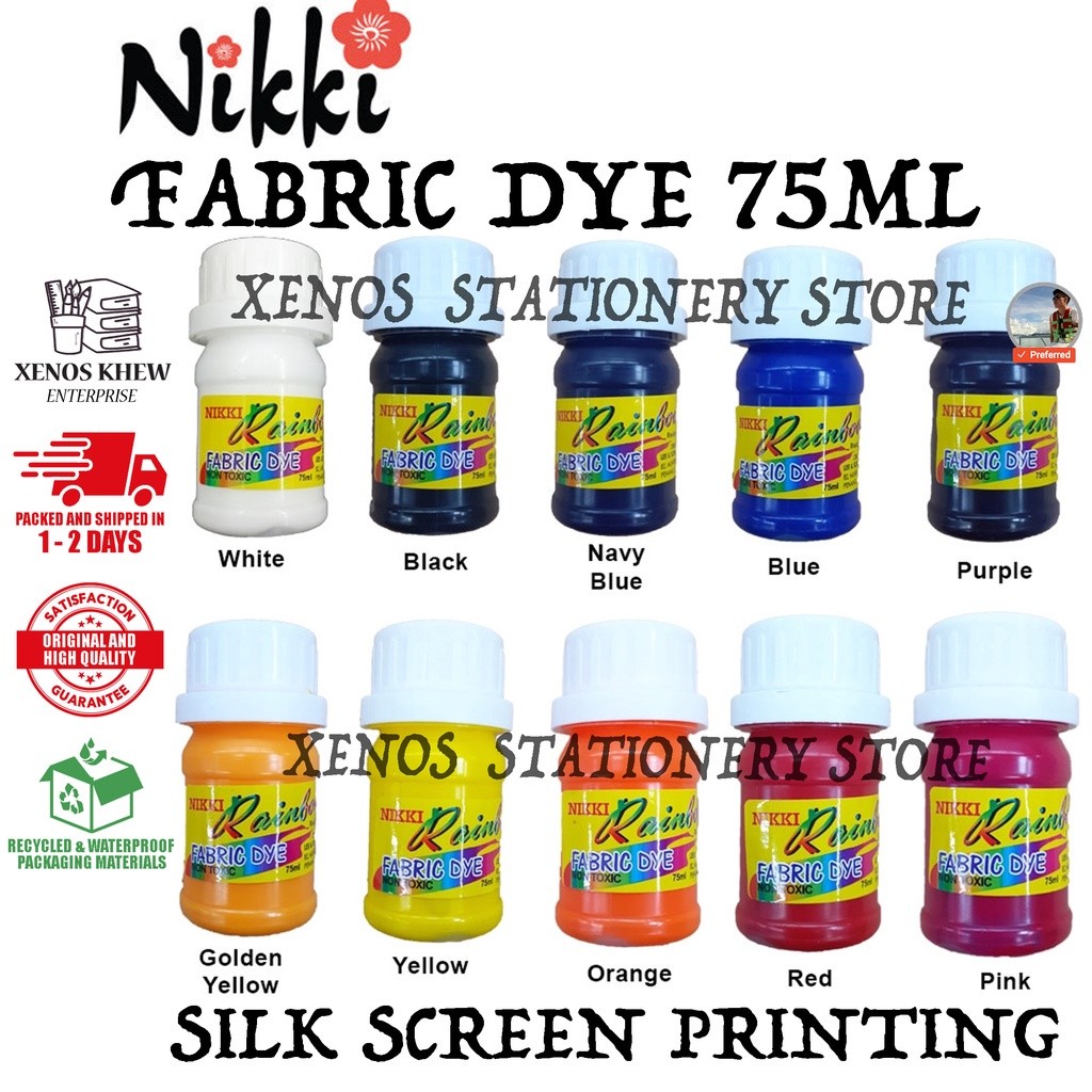 NIKKI RAINBOW NON TOXIC FABRIC PAINT DYE 75ML / PEWARNA KAIN / COLOUR ...