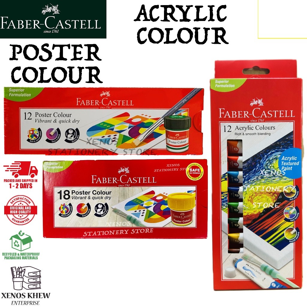 FABER CASTELL POSTER COLOUR 12 COL 18 COL / FABER-CASTELL WARNA POSTER ...