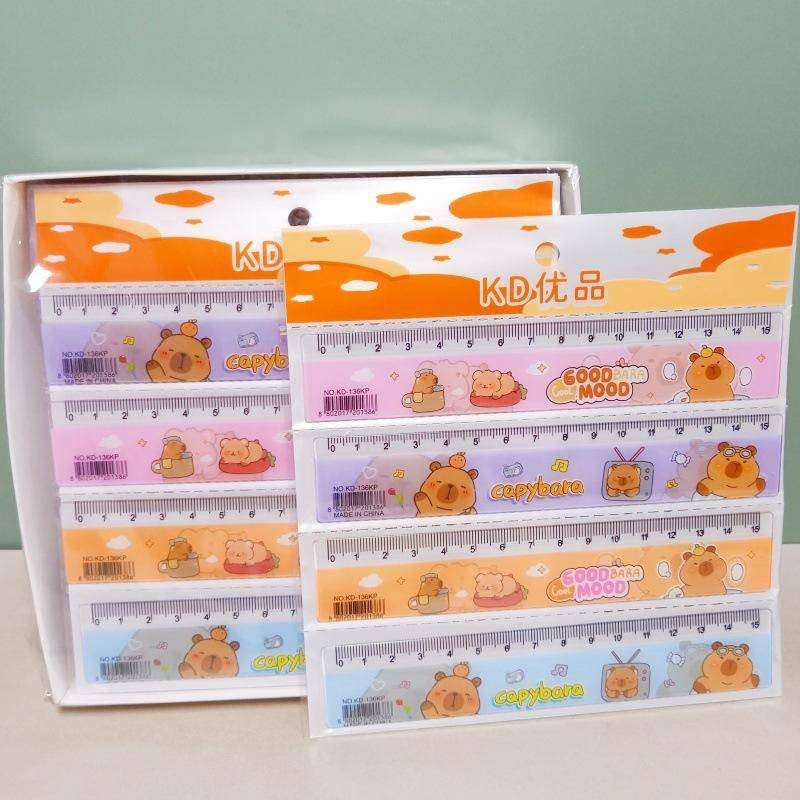 4Pcs/Set Capybara Stationery Ruler Cute Cartoon Pocket Measuring Ruler ...