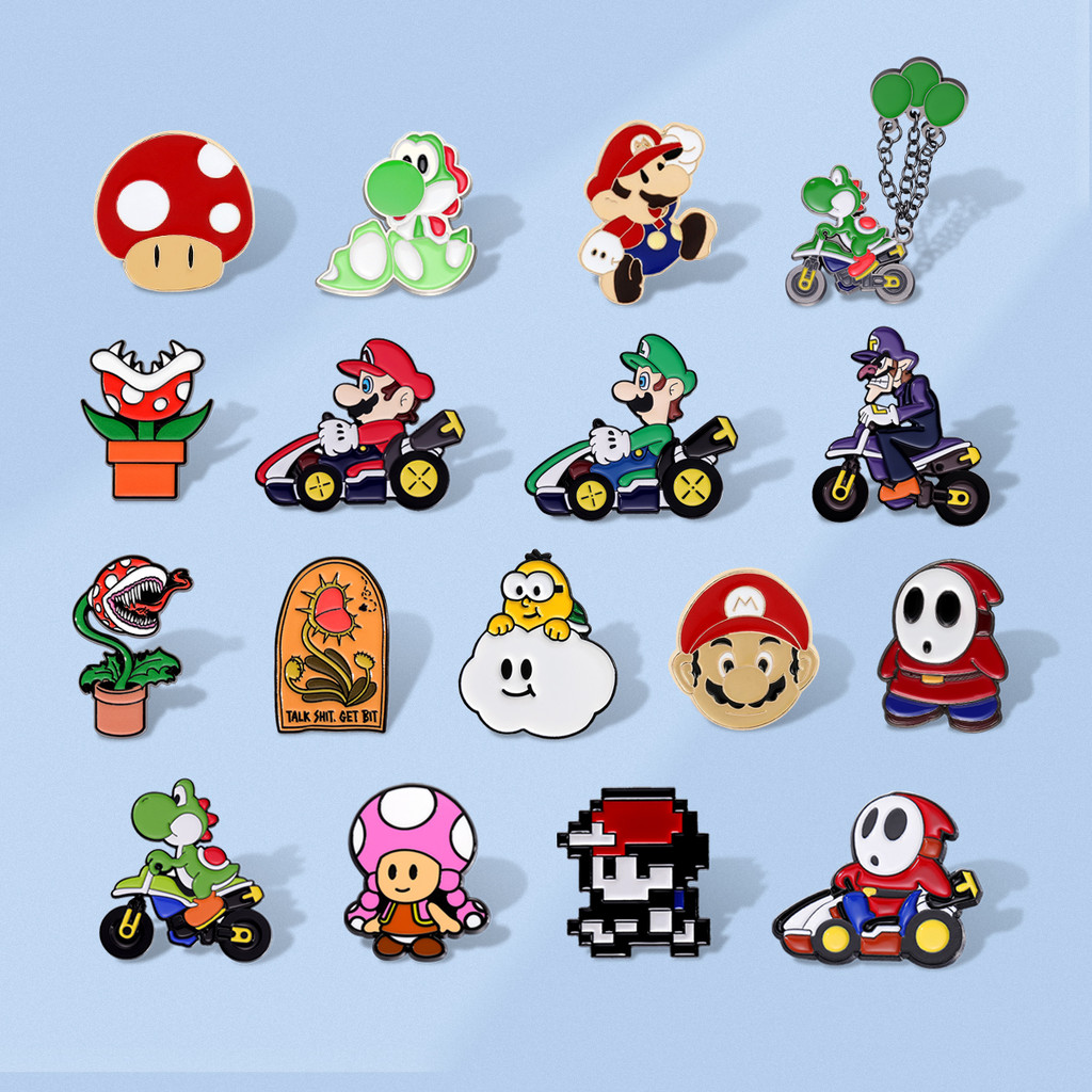 Game Seuper Mario Cartoon Character Enamel Pin Mario Kart Metal Badge ...