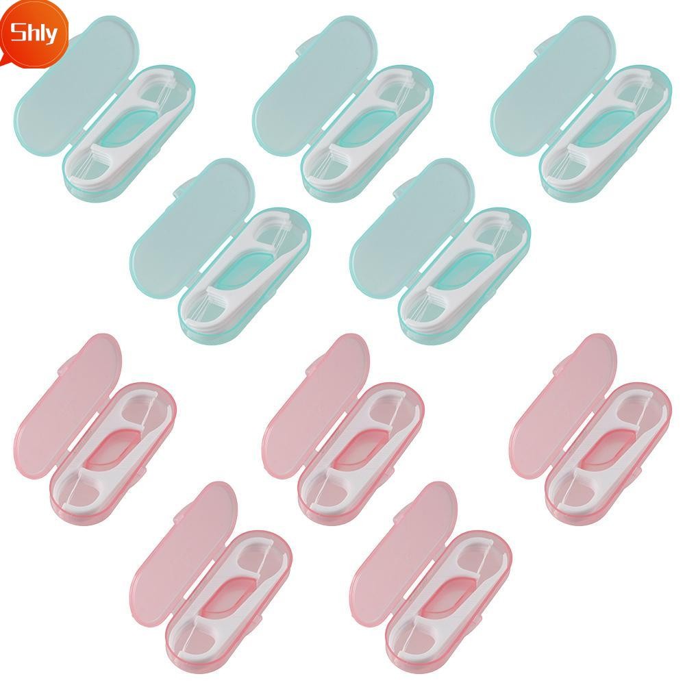 SHLY 10 pack Floss Travel , 100 Floss Picks included Transparent Pink ...