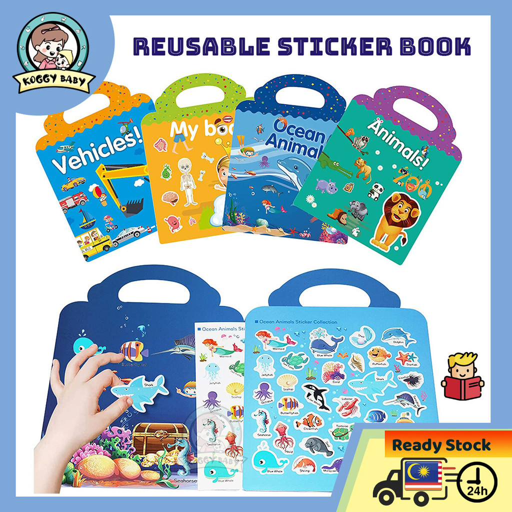 MYKOGGY Reusable Children Sticker Book Quiet Book Kids Fun Learning ...