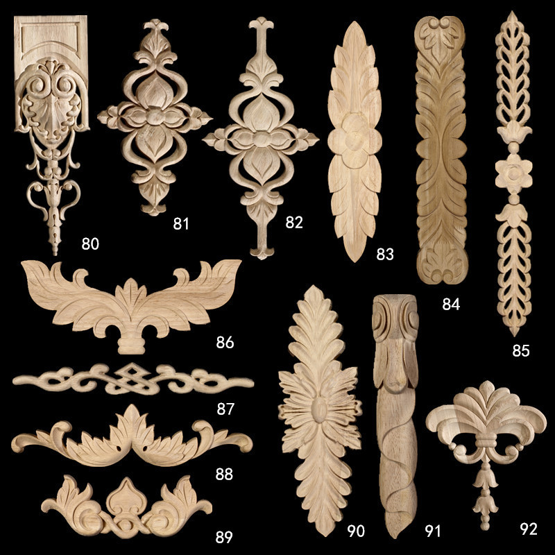 Kayu Pepejal Relief Ukiran Applique Sekeping Pintu Bunga Menegak Bunga ...
