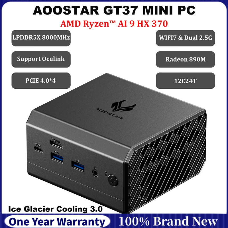 AOOSTAR GT37 AMD Ryzen™ AI 9 HX 370 Mini PC LPDDR5X 8000MHz PCIe4.0 SSD ...
