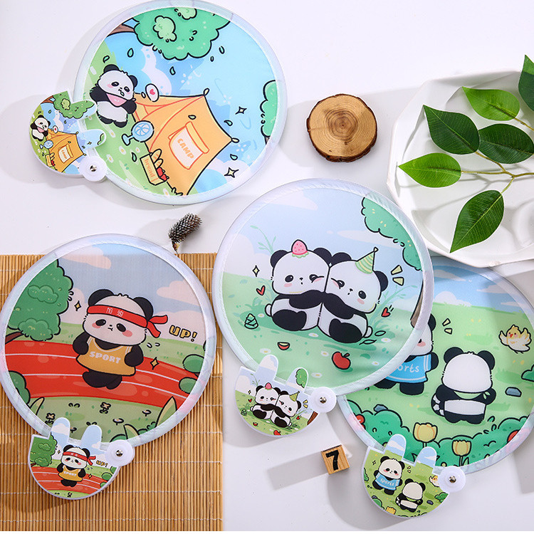 Panda Folding Fan Panda Hand Fan Summer Cool Small Fan Kipas Portable ...
