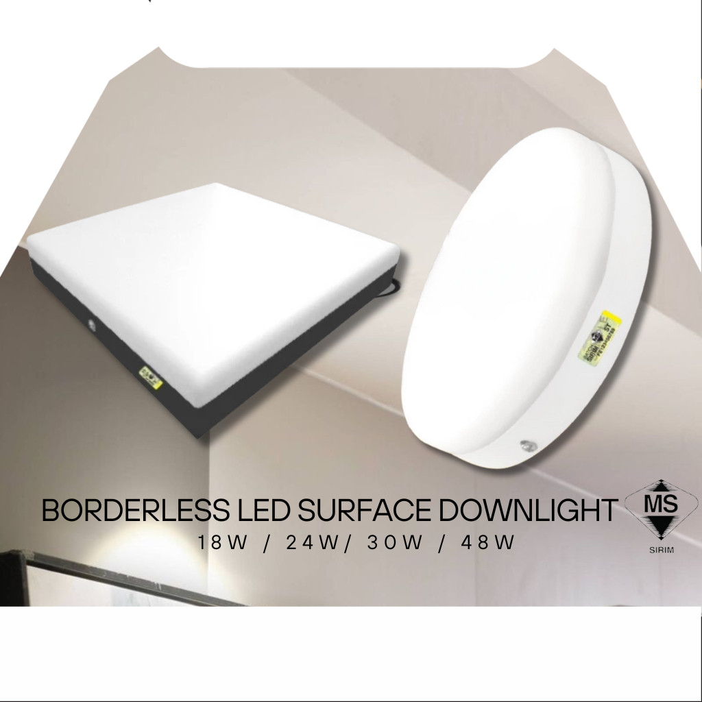 🔥SIRIM🔥 LED Borderless Surface Downlight 18W 24W 30W 48W Round Black ...