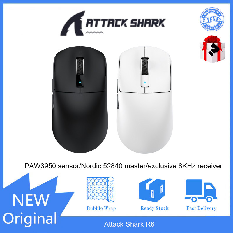 Attack Shark R6 Wireless Mouse Lightweight PAW3950 Gaming 42000DPI ...