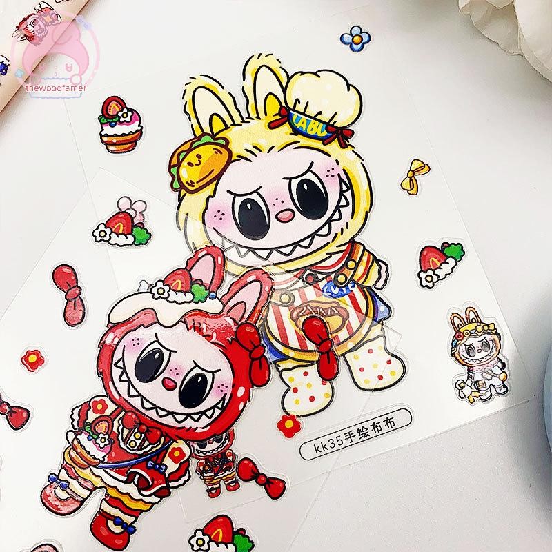 thewoodfamer Labubu Monster Cartoon Waterproof Stickers Pack Cute Water ...