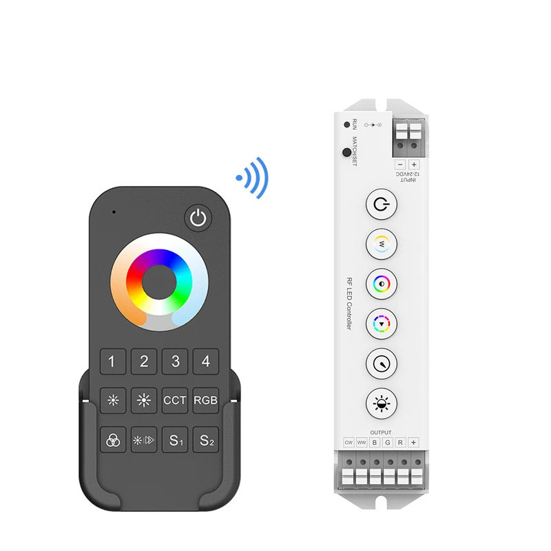 6 Button LED RF controller M5 DC 12V 24V 5CH Dimmer With 10 Dynamic ...