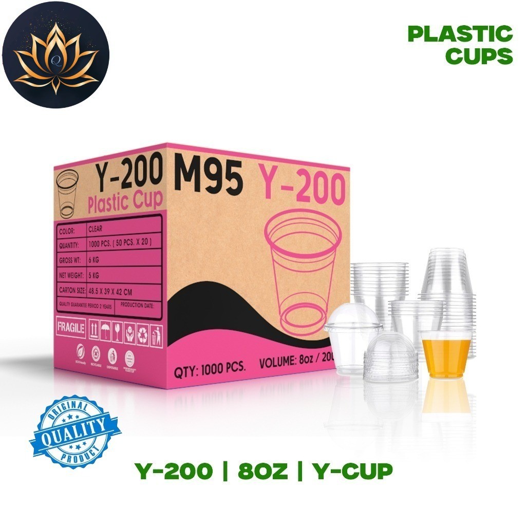 SQL '' 1 Box 8oz Y-CUP PP Plastic Clear 95mm Iced Coffee Milktea Cup ...