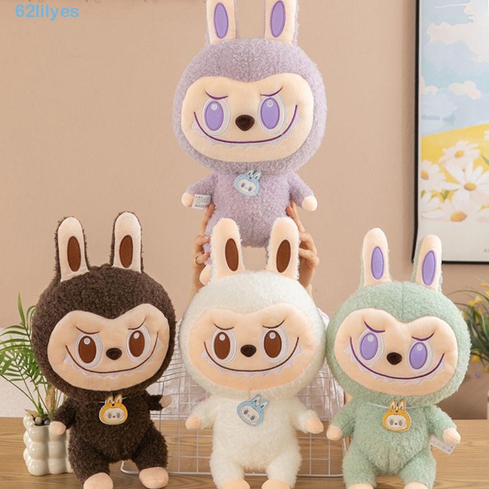 LILYES Labubu Plush Stuffed Doll, Chest Badge Cartoon Labubu Time Plush ...