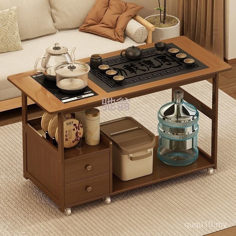 Z% Movable Small Tea Table Household Tea Table Solid Wood Tea Cart Sofa ...