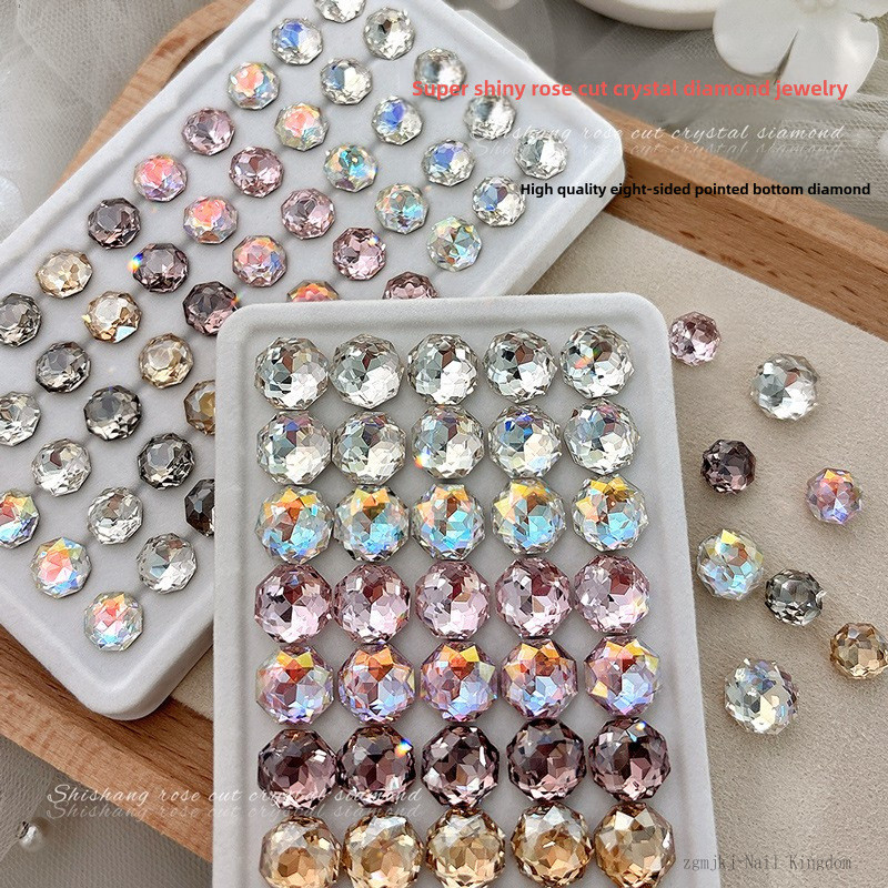 Shiny crystal rose cut nail art diamond jewelry / High quality ice ...