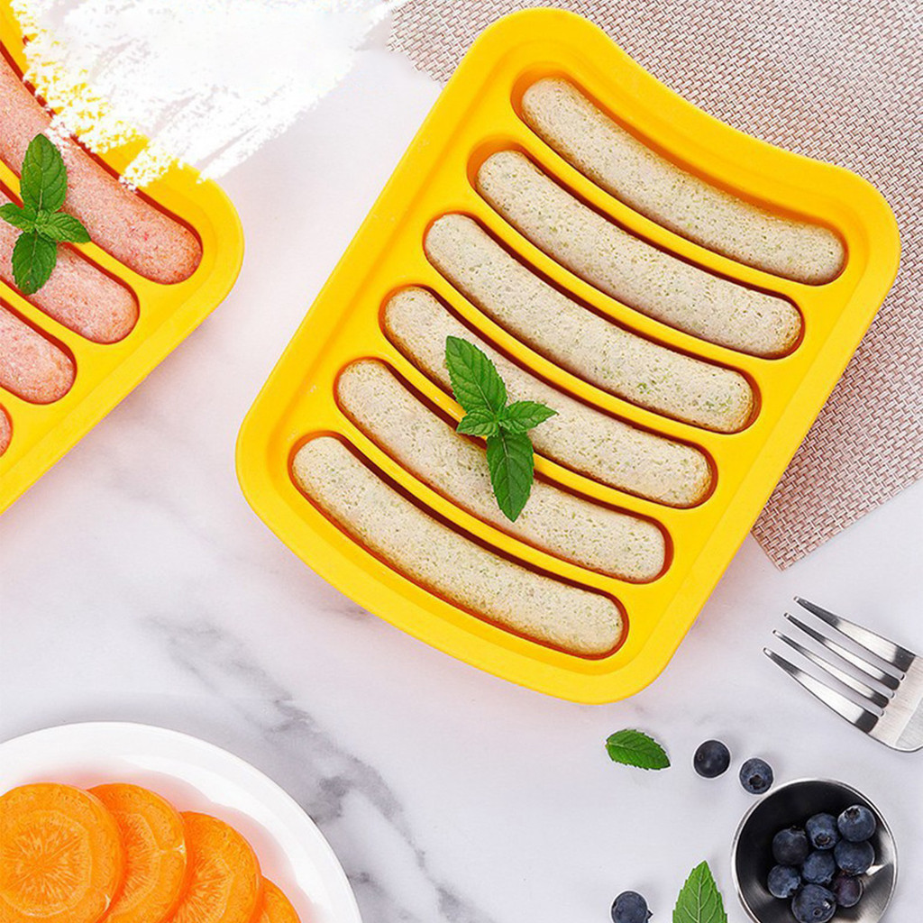 GYT 6 Grids Sausage Maker Mould Silicone DIY Ham Hot Dog Making Moulds ...