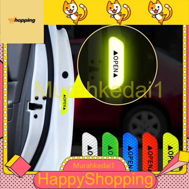 MK1 4Pcs/set Car Door Stickers Universal Safety Warning Mark OPEN High ...