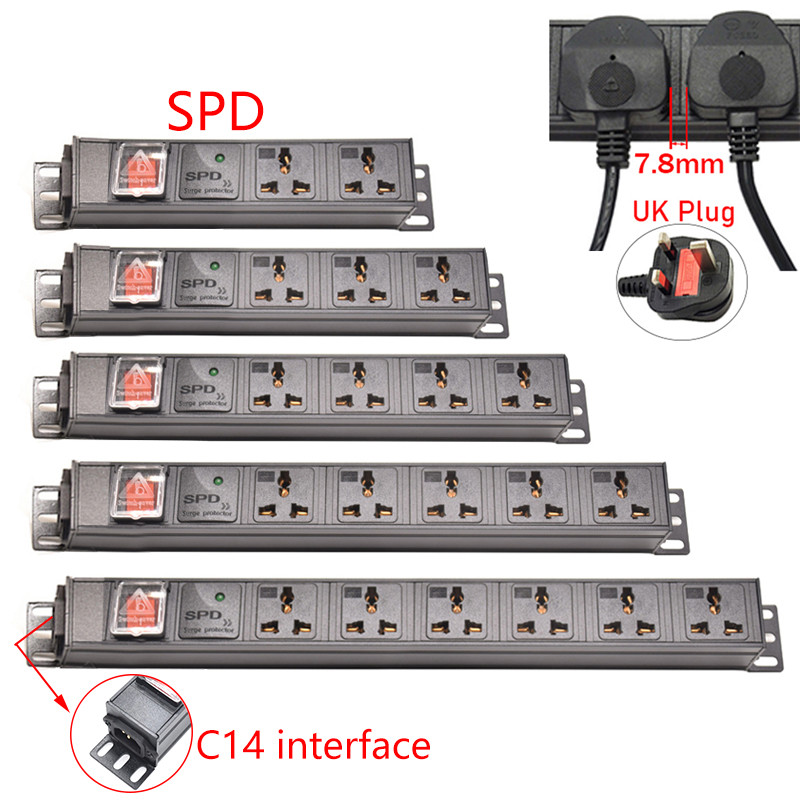 Pdu Power Distribution Unit C14 Power Input 2 12 Ways Universal Hole Extension Socket Surge