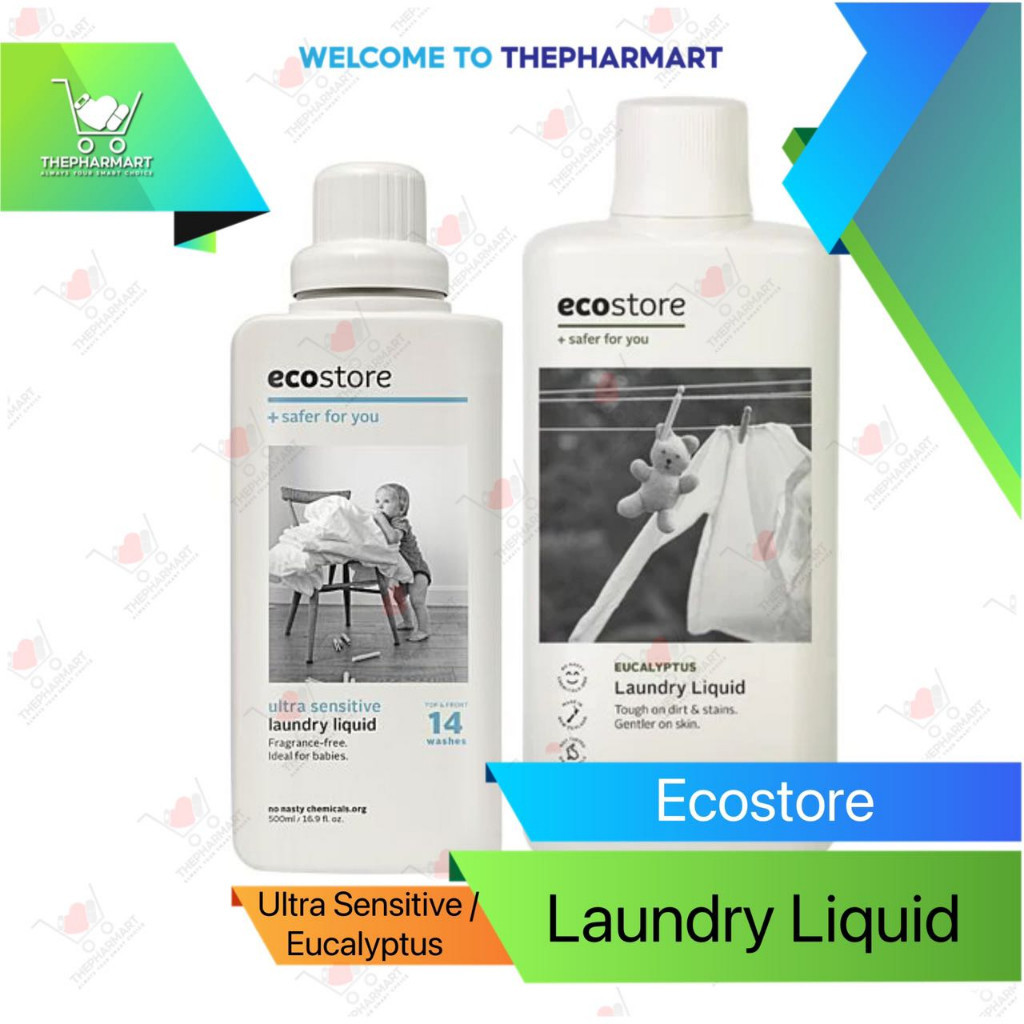 Ecostore Eucalyptus Laundry Liquid (1000ML) Ecostore Ultra Sensitive Laundry Liquid (500ML ...