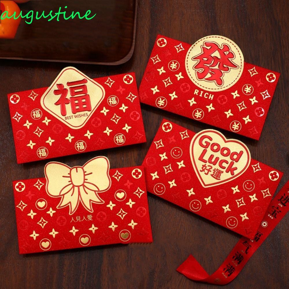 AUGUSTINE 4pcs/set Red Envelopes, Snake Pattern Traditional Red Pocket ...