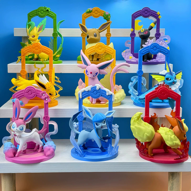 Original Pokemon Eevee Set Blind Box Let's Go Eevee Adventure Family ...