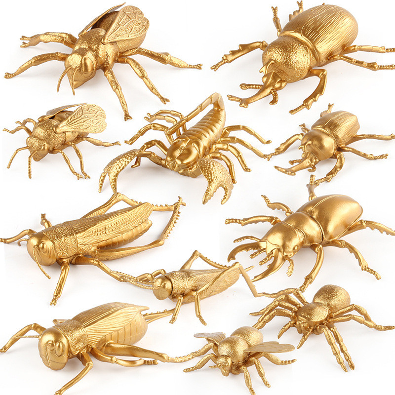 New Gold Version Big Insect Model Mini Bee Cricket Large Insect Model ...