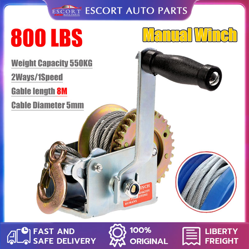Hand Winch 800—2000LBS Cable Whook Mechanical Winch Mini Portable Boat ...