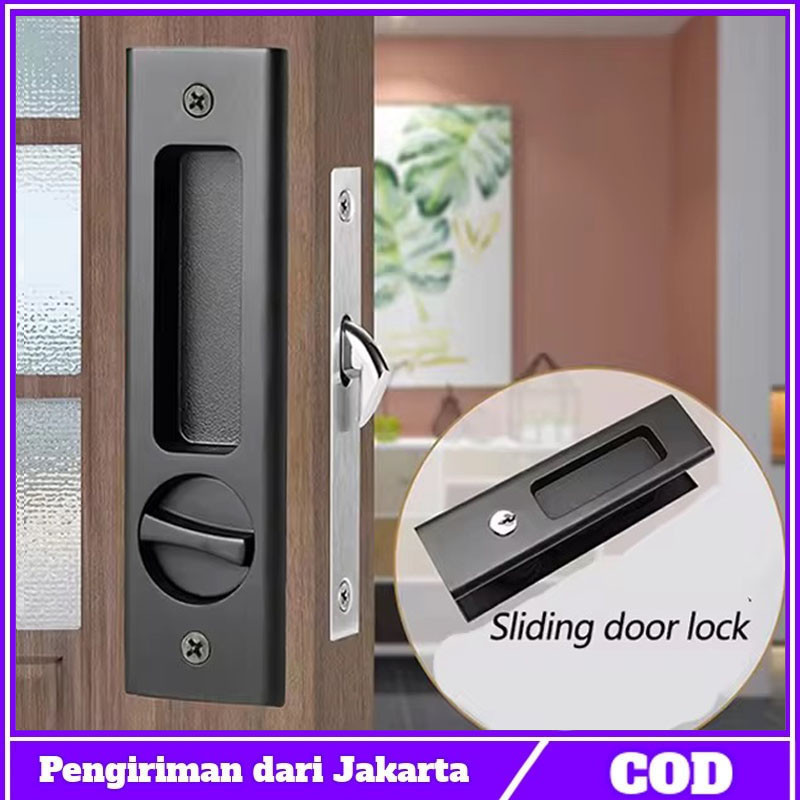 HITAM 【ready】Black Sliding Door Lock Set Interior Cabinet Invisible ...