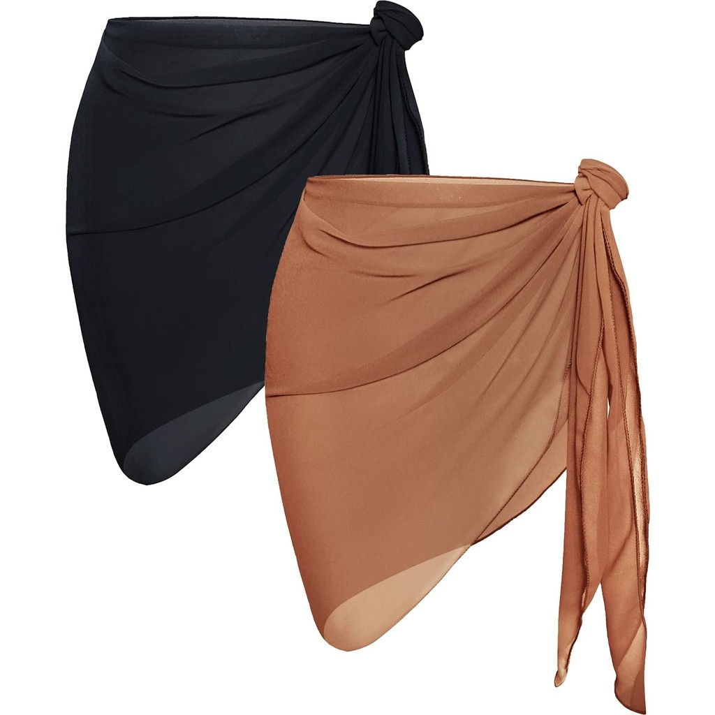 CHICGAL 2 Pieces Women Beach Sarong Bathing Suit Wrap Skirt Sheer ...