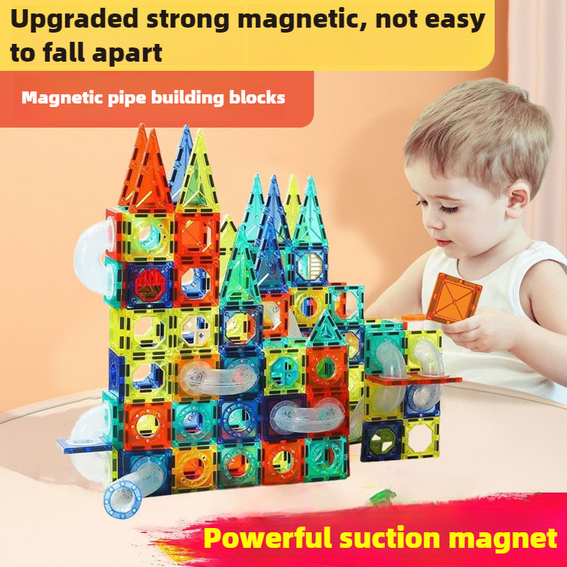 97PCS Magnetic Transperant Tiles Toys Building Blocks Colour Window ...