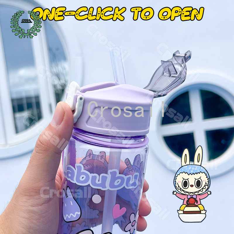 【Ready Stock】570/800ML Labubu Water Bottle Botol Air Kids Straw Bpa Free Botol Transparent ...