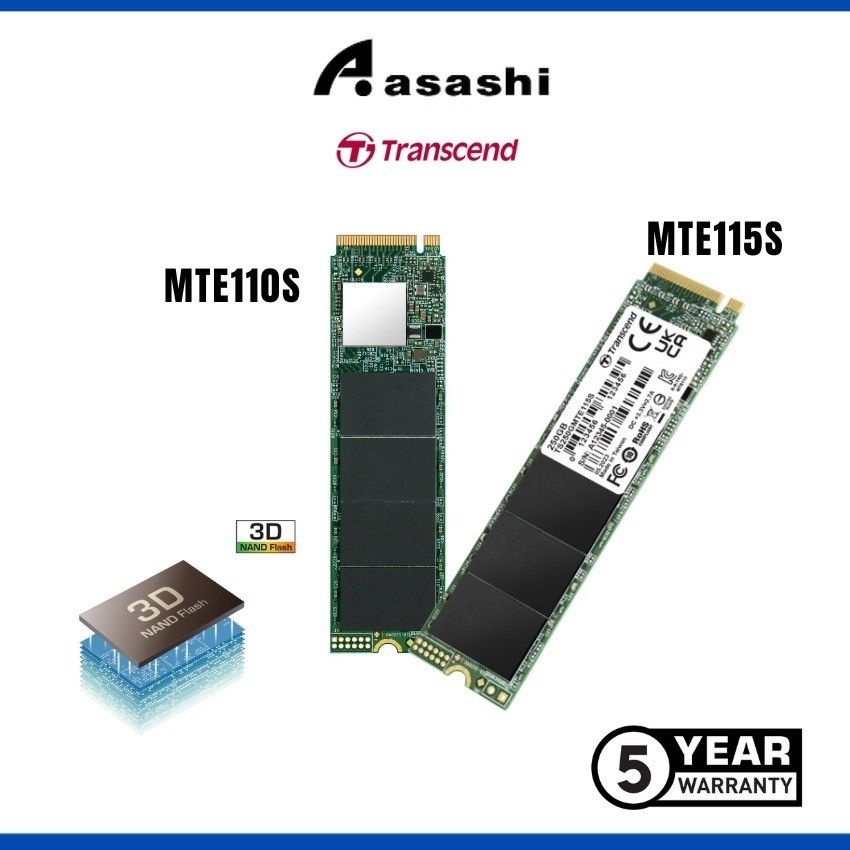 Transcend MTE110S / MTE115S 128GB / 256GB / 512GB / 1TB / 2TB M.2 2280 PCIE Gen3 x4 NVMe SSD ...