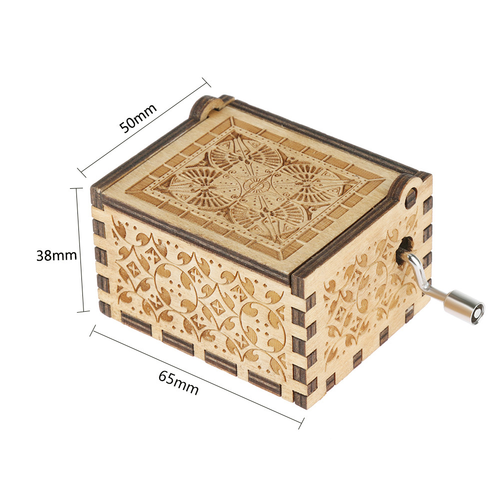 Antique Wooden Music Box Hand Cranked Musical Box Christmas Birthday ...