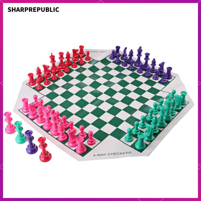 [SharprepublicMY] Traditional 4 Player Chess Board Chessman Set ...
