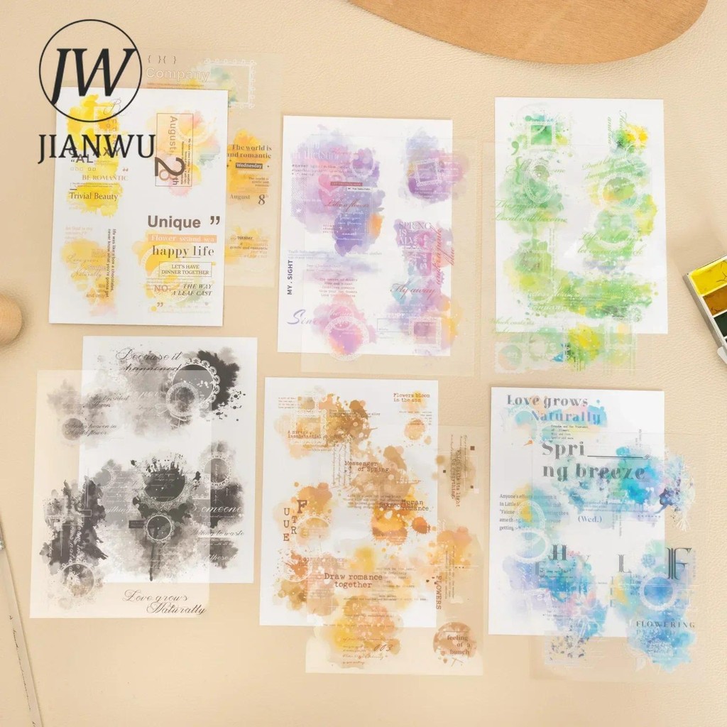 JIANWU A Watercolor Album Series Vintage Smudge Label Landscaping ...