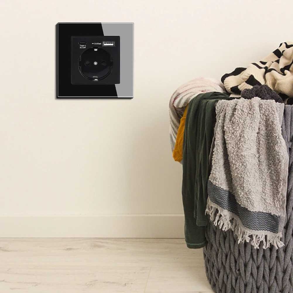 Taffware USB Type C Wall Socket Square Wall Electrical Socket - HB16 ...