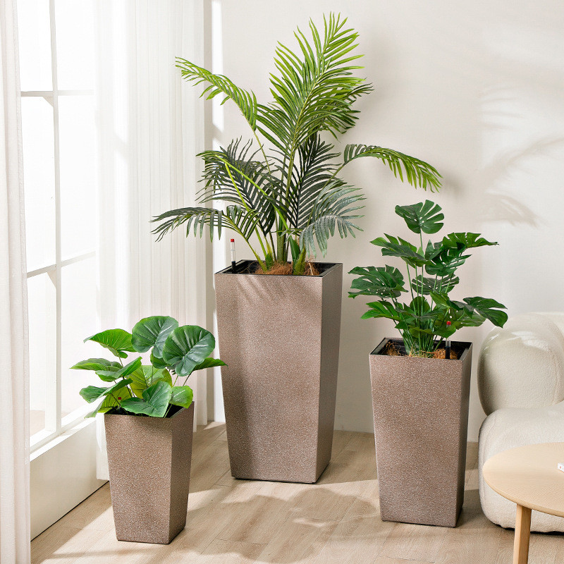 Pot bunga besar Nordik betuk segi empat tiub tinggi dan lebar tinggi ...