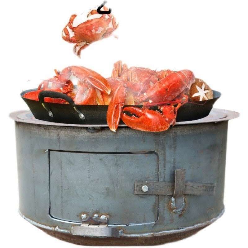 Mobile Rural Wood Stove Large Pot Simple Small Stove Cast Iron Wood ...