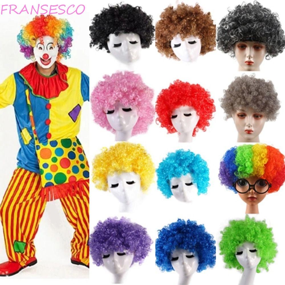 FRANCESCO Afro Curly Clown Wigs, Clown Props Funny Wig Football Fans Wigs, Disco Decoration ...