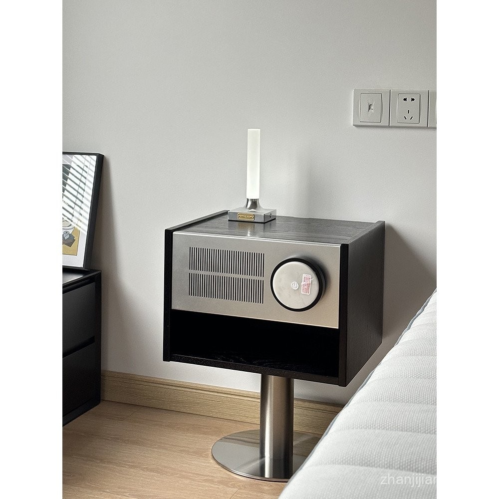 Medieval Black Bedside Table with Light Bag Hows Retro Small Apartment ...