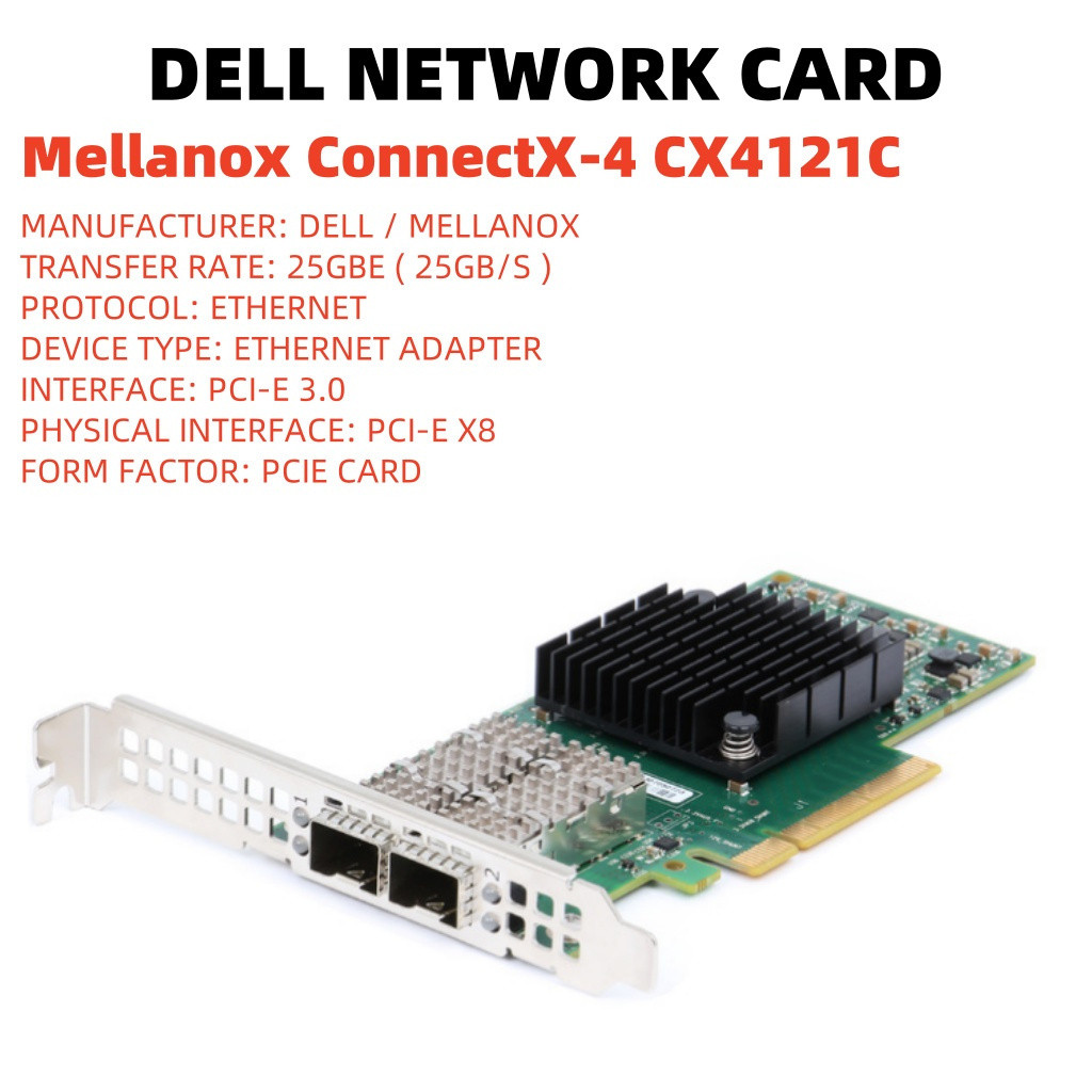 Dell MRT0D Mellanox ConnectX-4 CX4121C Dual Port 25GbE SFP+ Network ...
