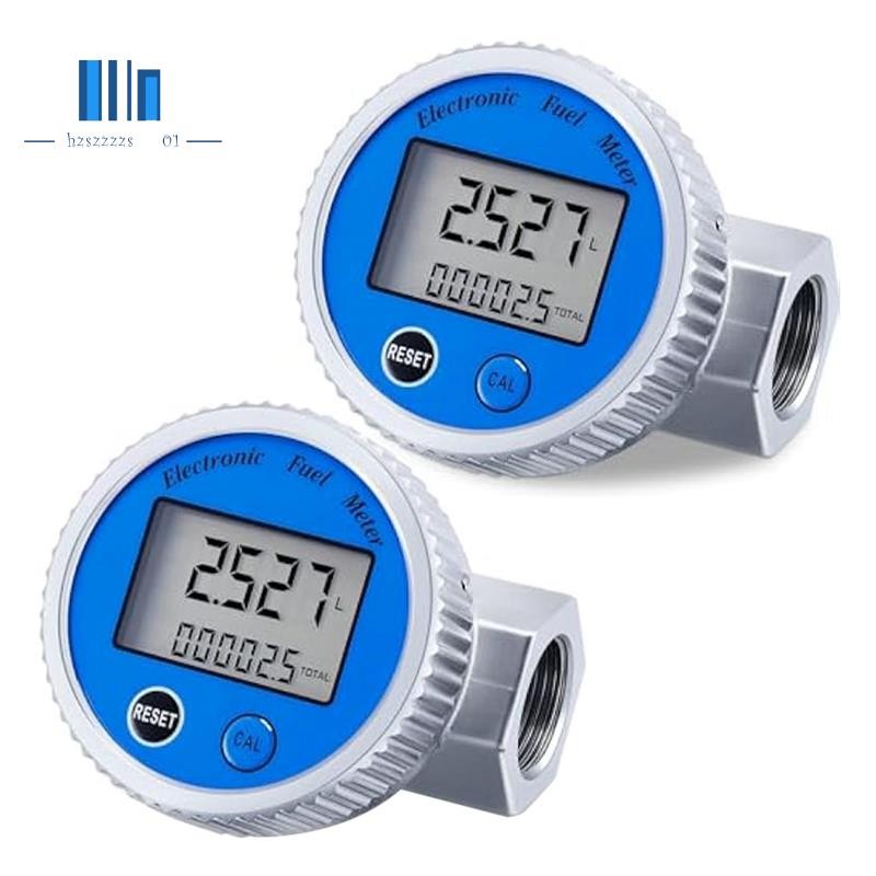 2Pcs Digital Turbine Flow Meter 1in NPT Thread Water Flow Meter Fuel Meter Gas Oil Fuel ...